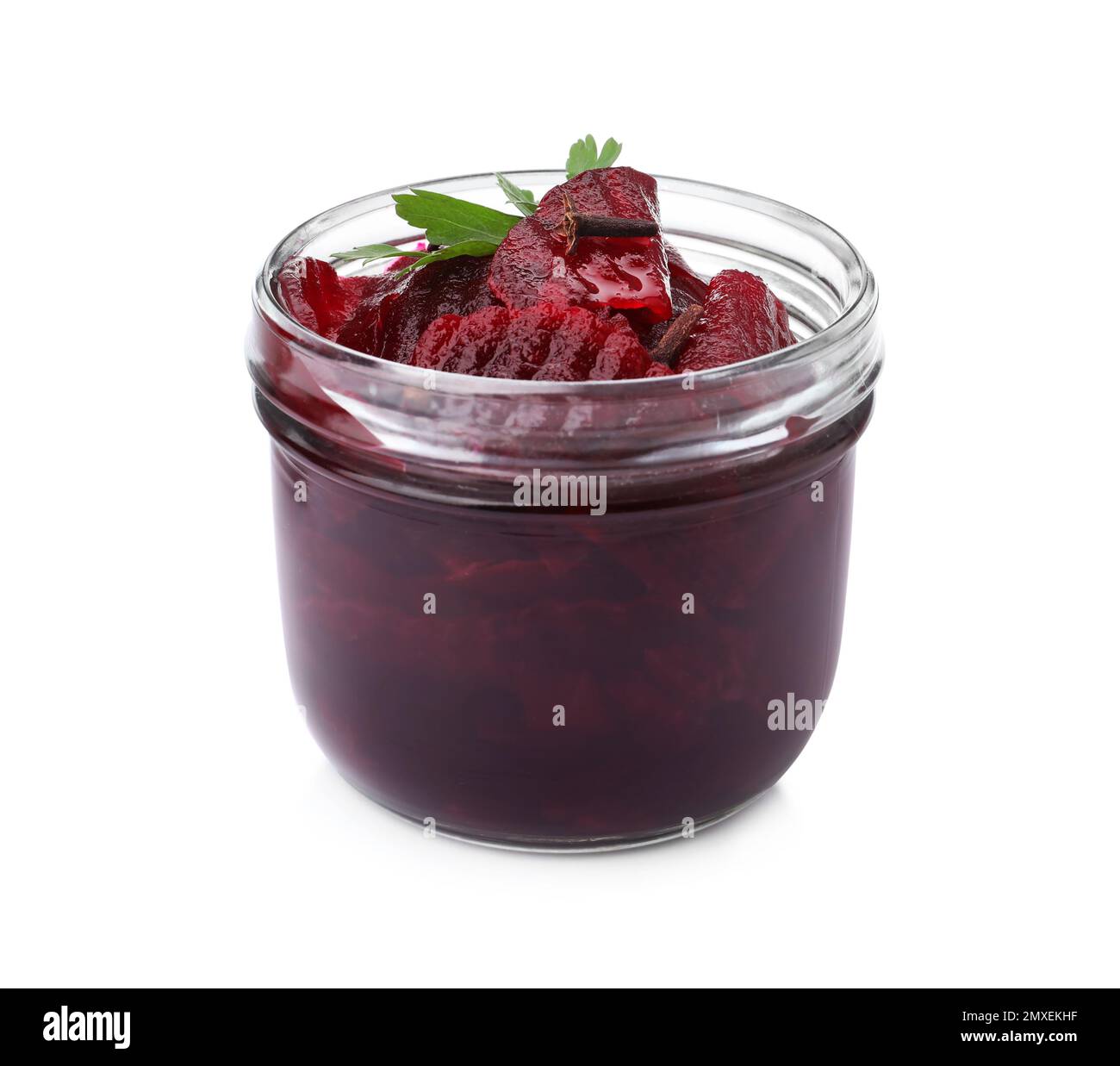 Pickled beets in jar isolated on white Stock Photo - Alamy