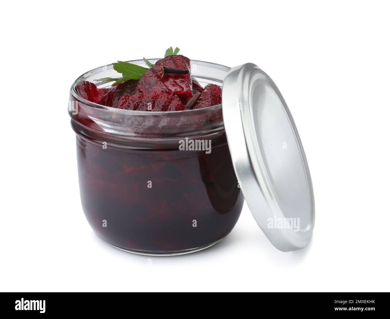 Pickled beets in jar isolated on white Stock Photo - Alamy