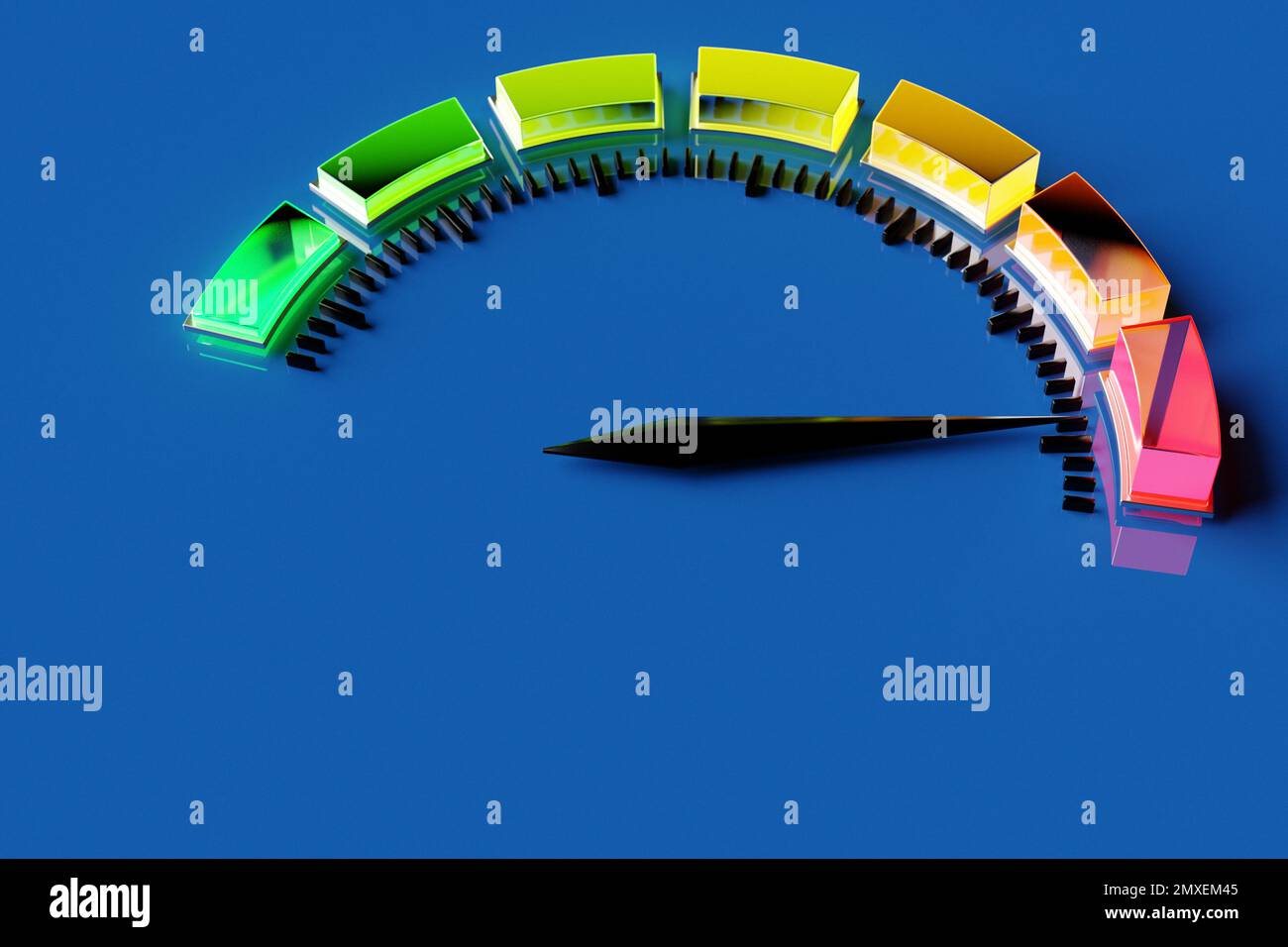 3d illustration round control panel icon. High risk concept on ...