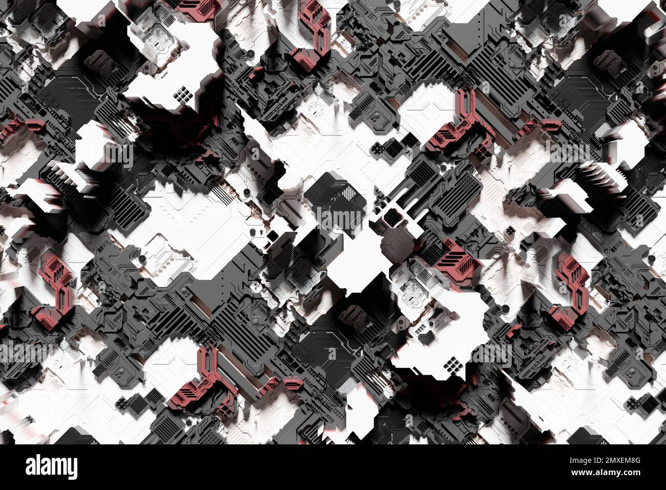 3d illustration of a realistic model of a robot or gray cyber armor ...