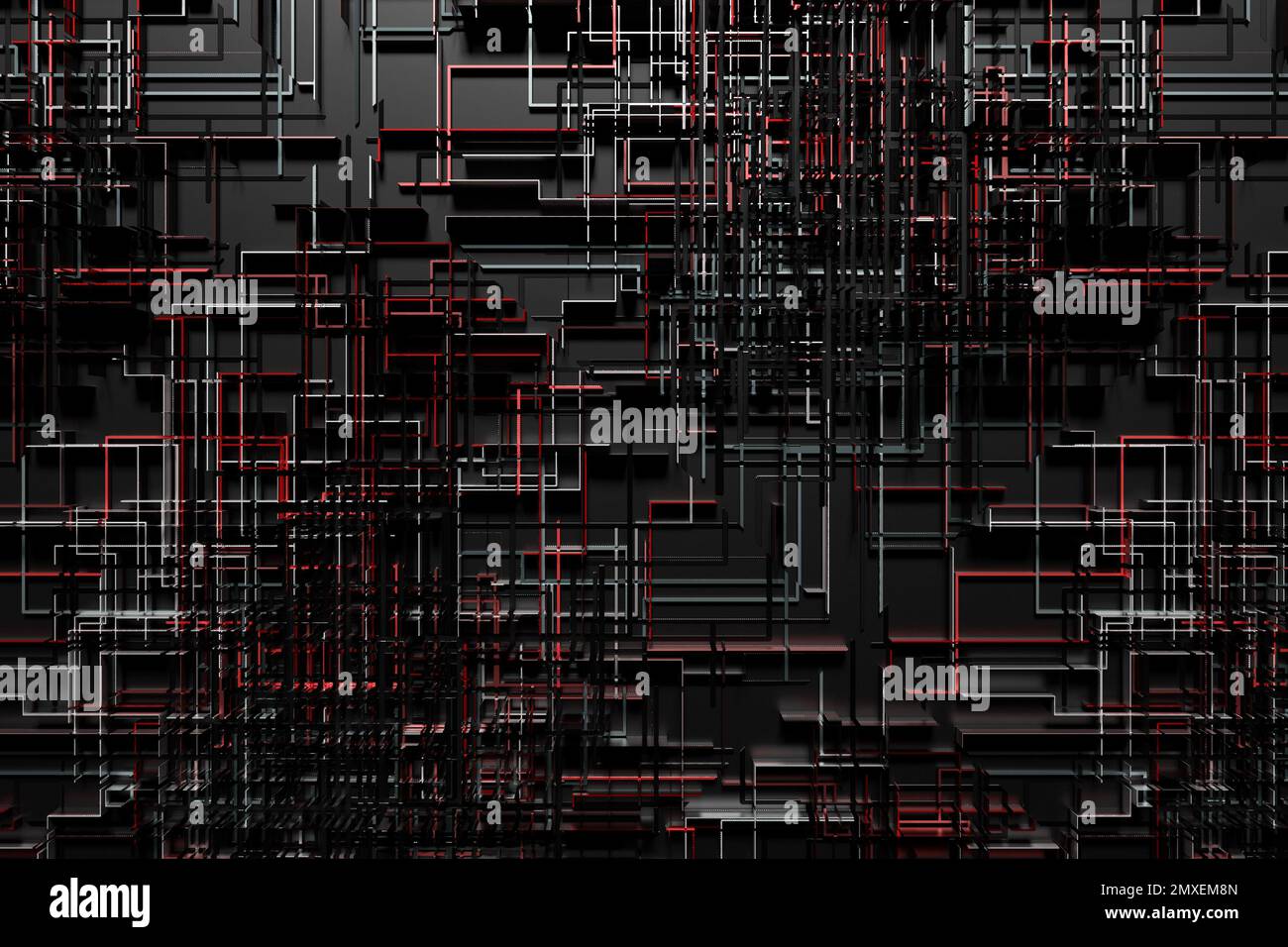 3d illustration of a pattern in the form of a metal, technological ...