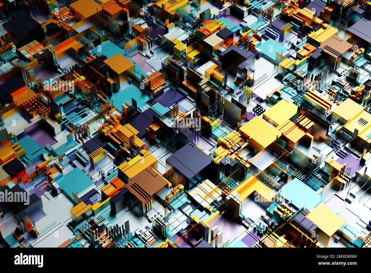 3D illustration Abstract geometric tech pattern. Grunge textured ...