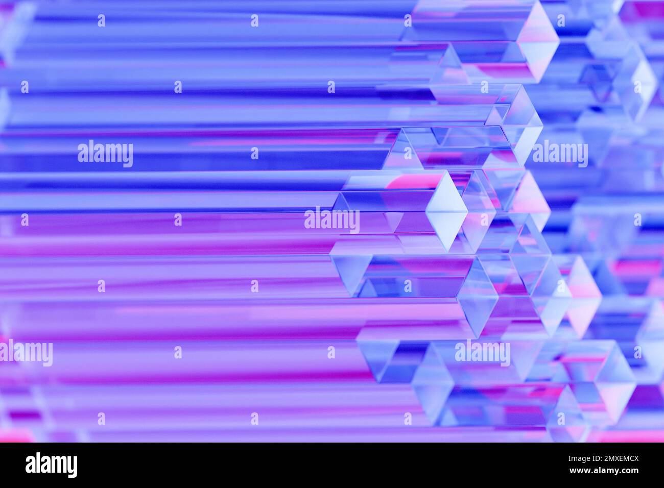 3d illustration of a purple stripes . Abstract glowing crossing lines ...