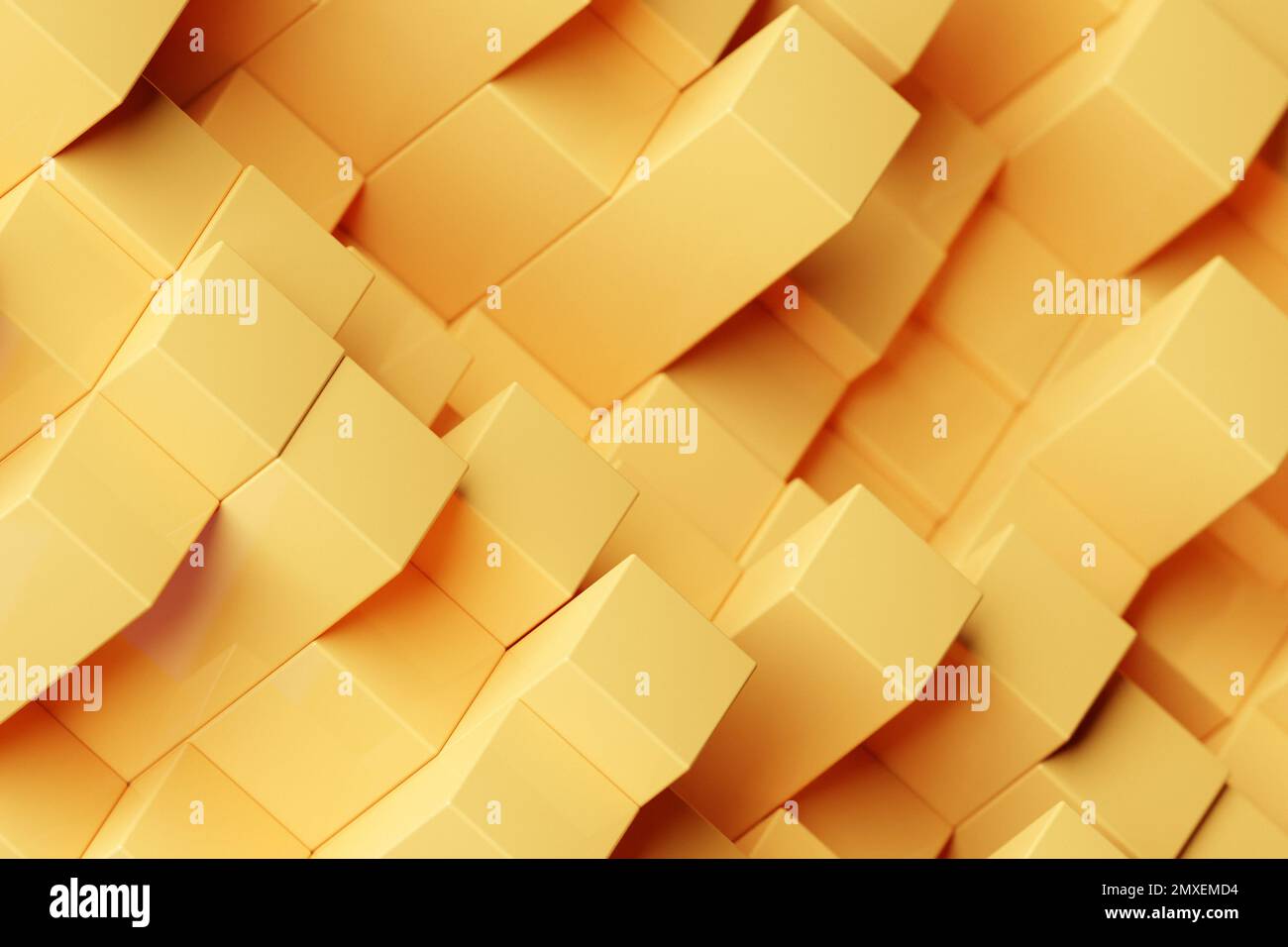 3d illustration of yellow set of shapes , stripes on monocrome ...