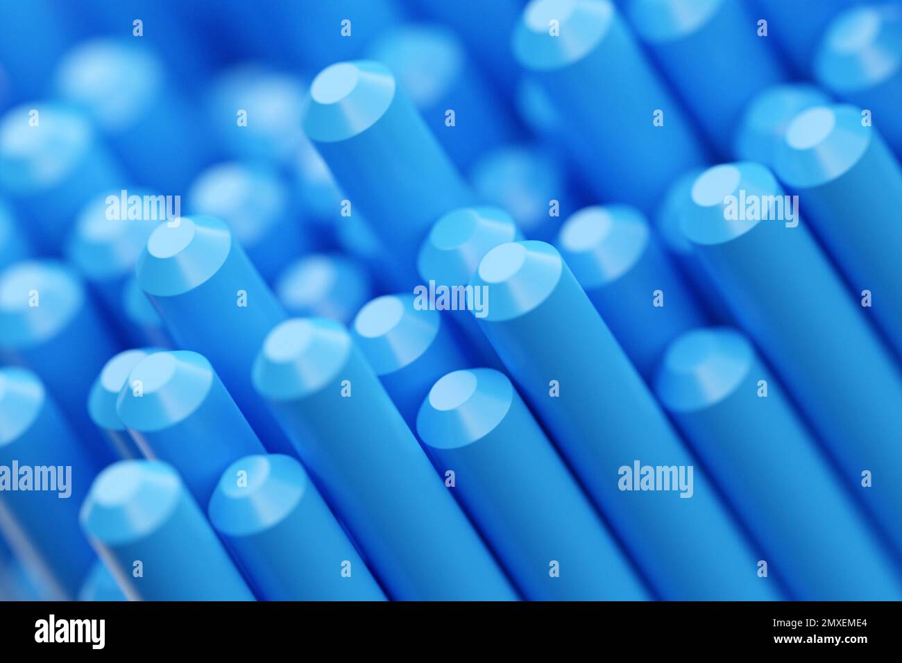 3D illustration blue pipes of an unusual shape on a monocrome ...
