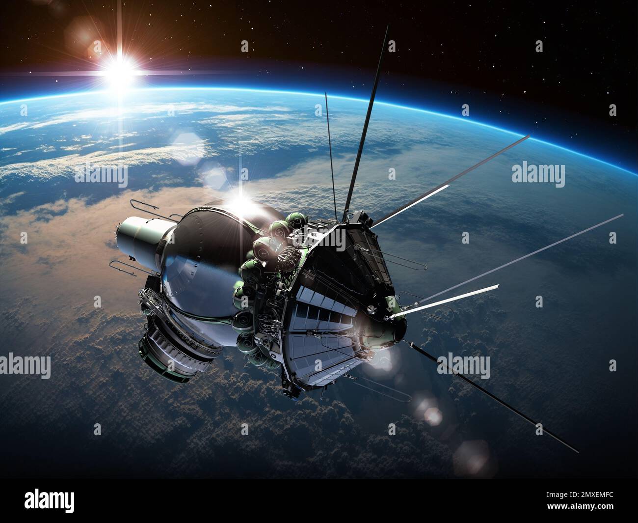 Spacecraft Voskhod 2. 3d rendering background. 3D illustration Stock ...