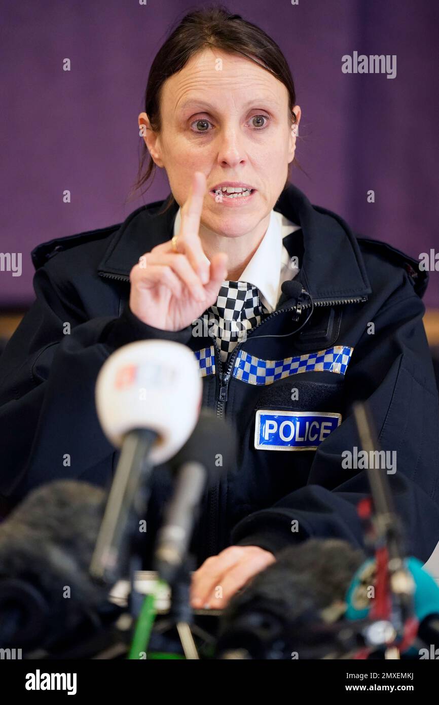 Lancashire Police Superintendent Sally Riley speaks to the media at St ...