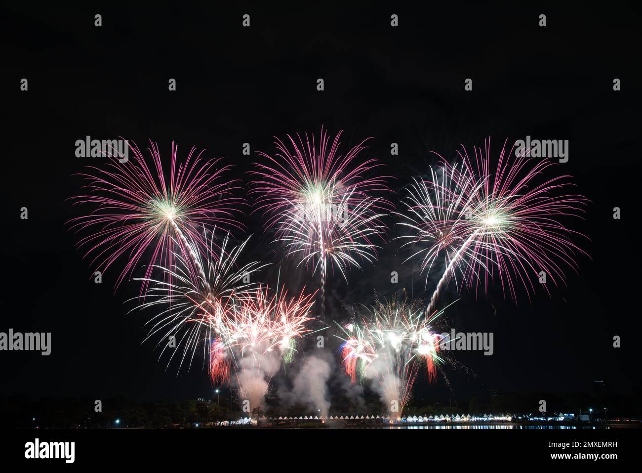 Abstract colored firework new year festival night sky background Stock ...