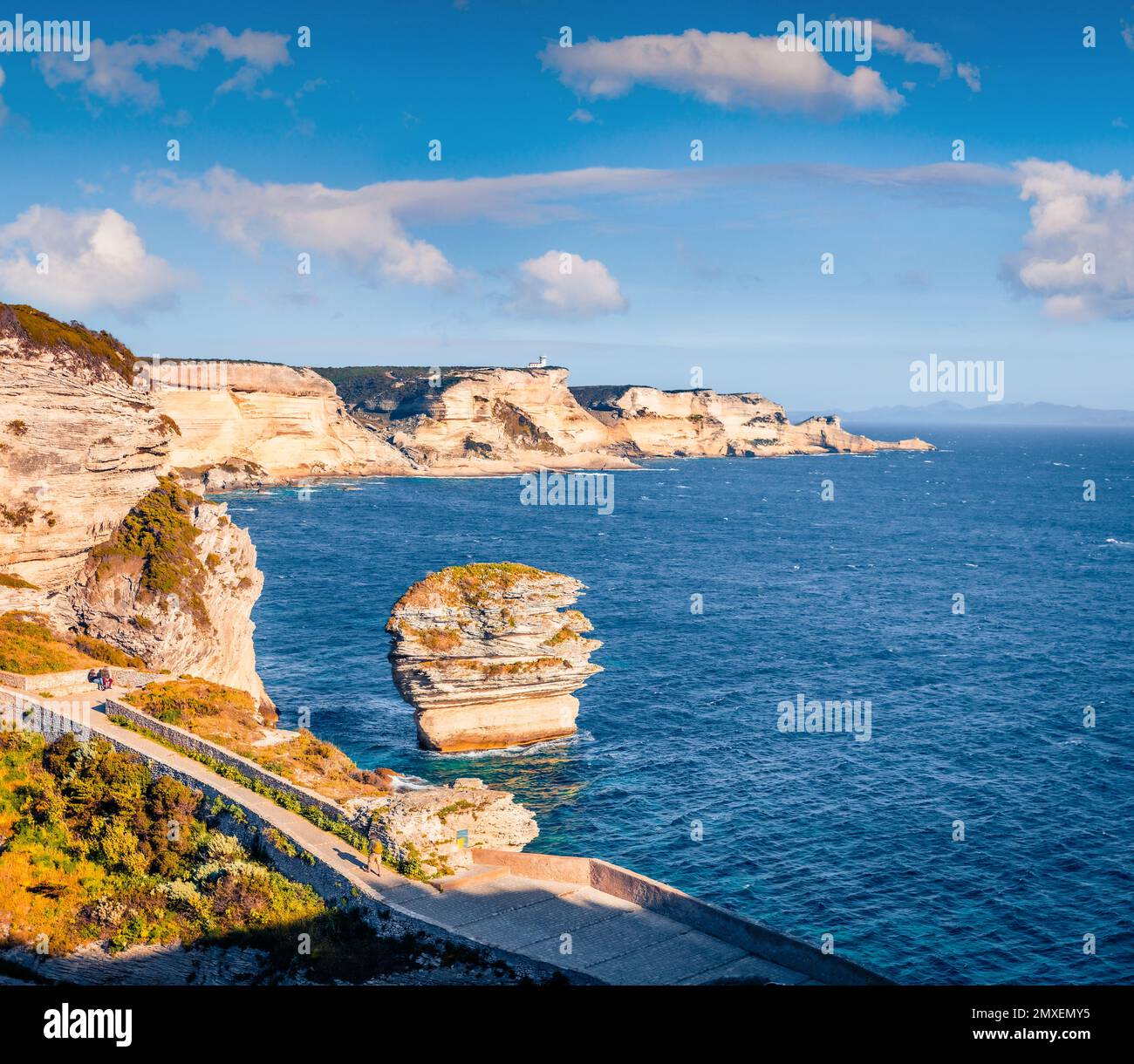 Beautiful marine scenery. Picturesque morning scene of famous Bonifacio ...