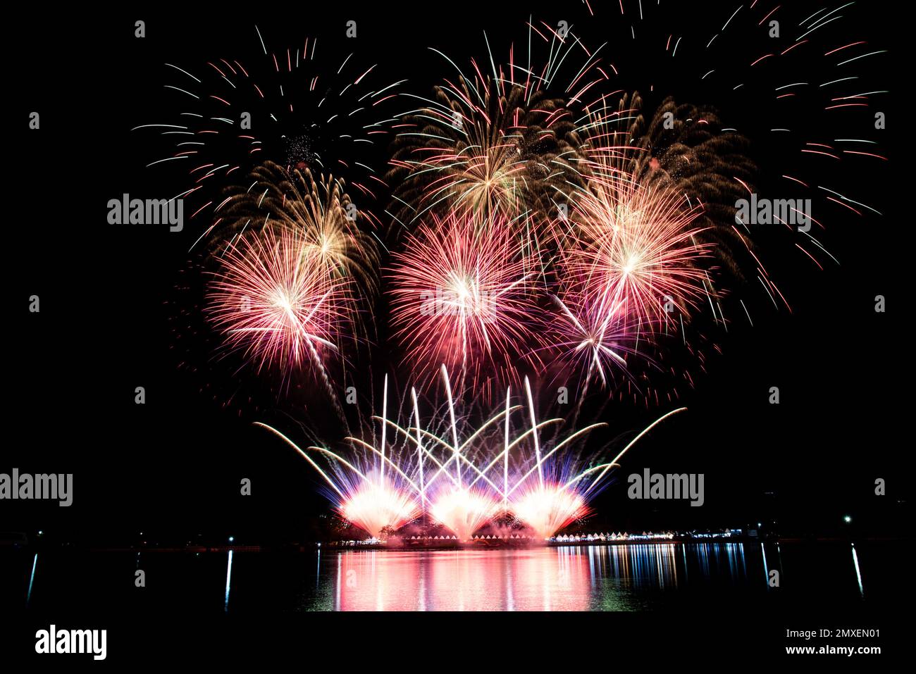 Abstract colored firework new year festival night sky background Stock ...