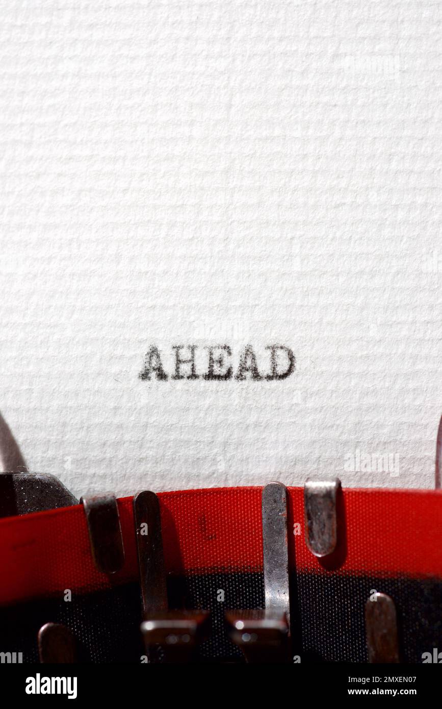 Ahead word written with a typewriter Stock Photo - Alamy