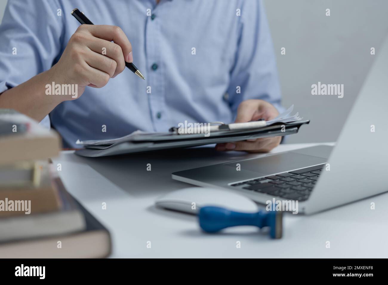 Business person accountant working audit and expense financial report ...