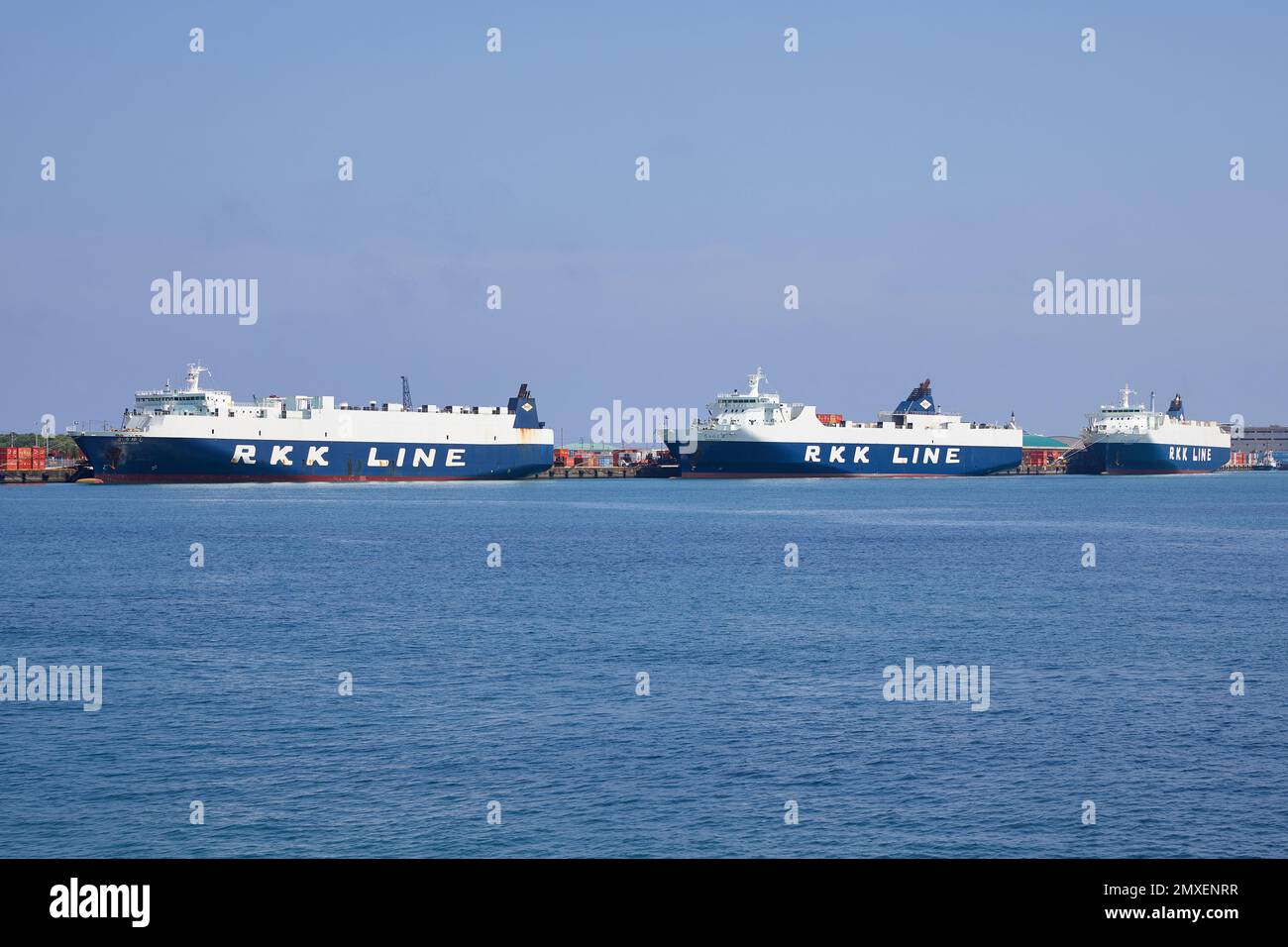 RKK Line, Ryukyu Kaiun Kaisha, cargo ships; Naha, Okinawa, Japan Stock ...