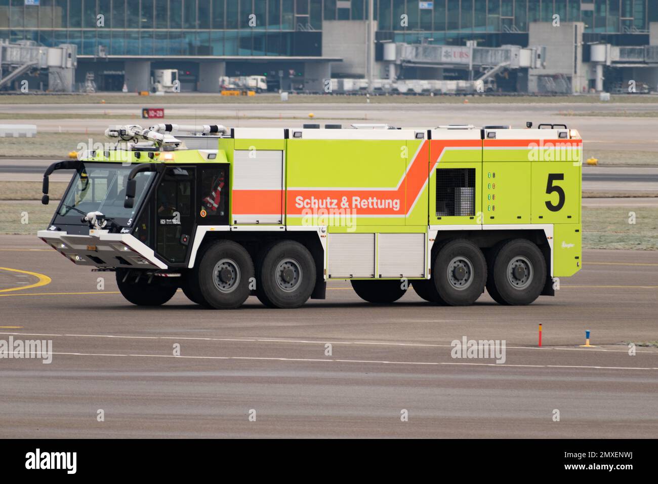 Zurich, Switzerland, January 20, 2023 Fire fighter truck is driving ...