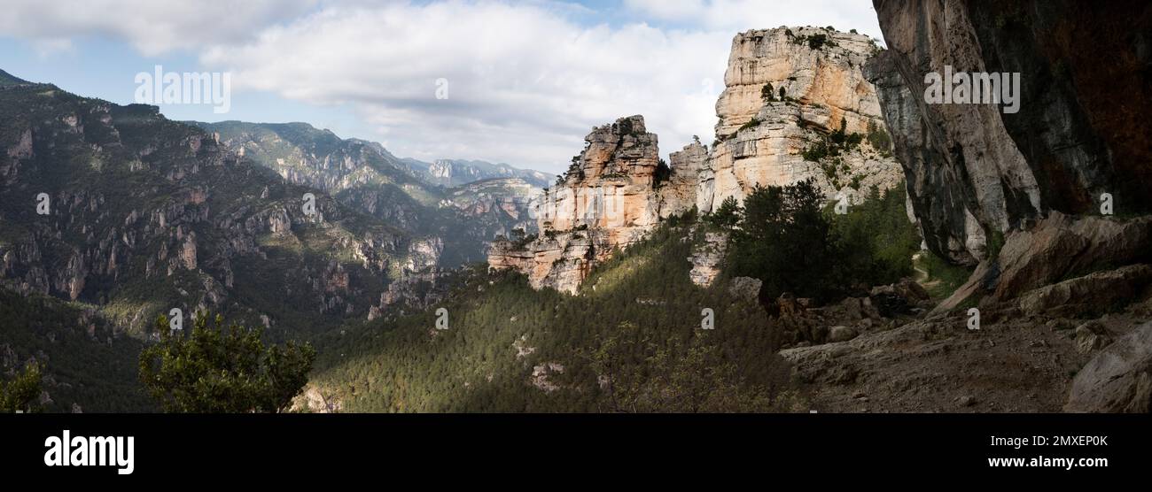 Pannoramic of Portell del Diable. Los Ports Mountains. Valencia Stock ...