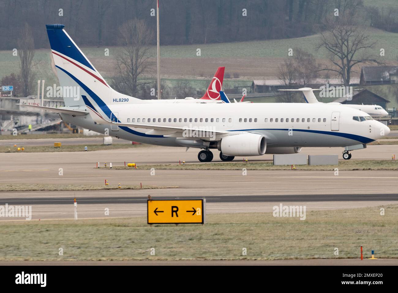 Zurich, Switzerland, January 20, 2023 Hyundai Boeing 737-7GE aircraft ...