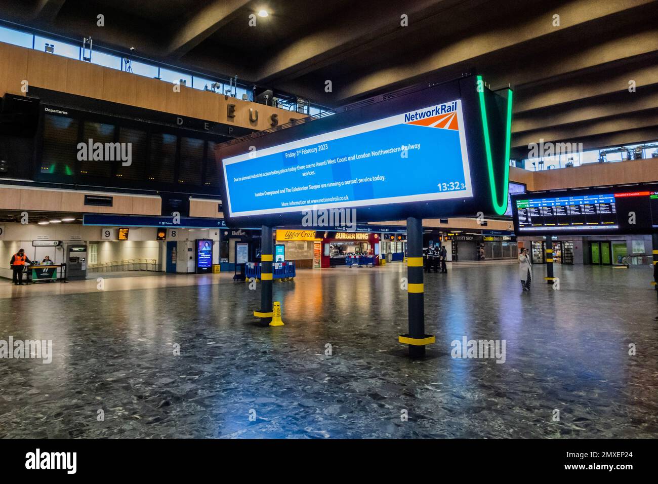 London, UK. 3rd Feb, 2023. The main departure boards are blank but ...