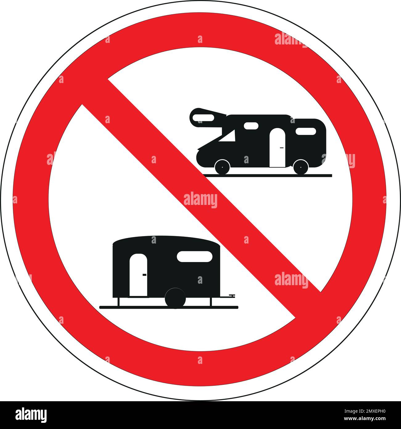 Road sign: Prohibited to motor homes and caravans Stock Vector Image ...