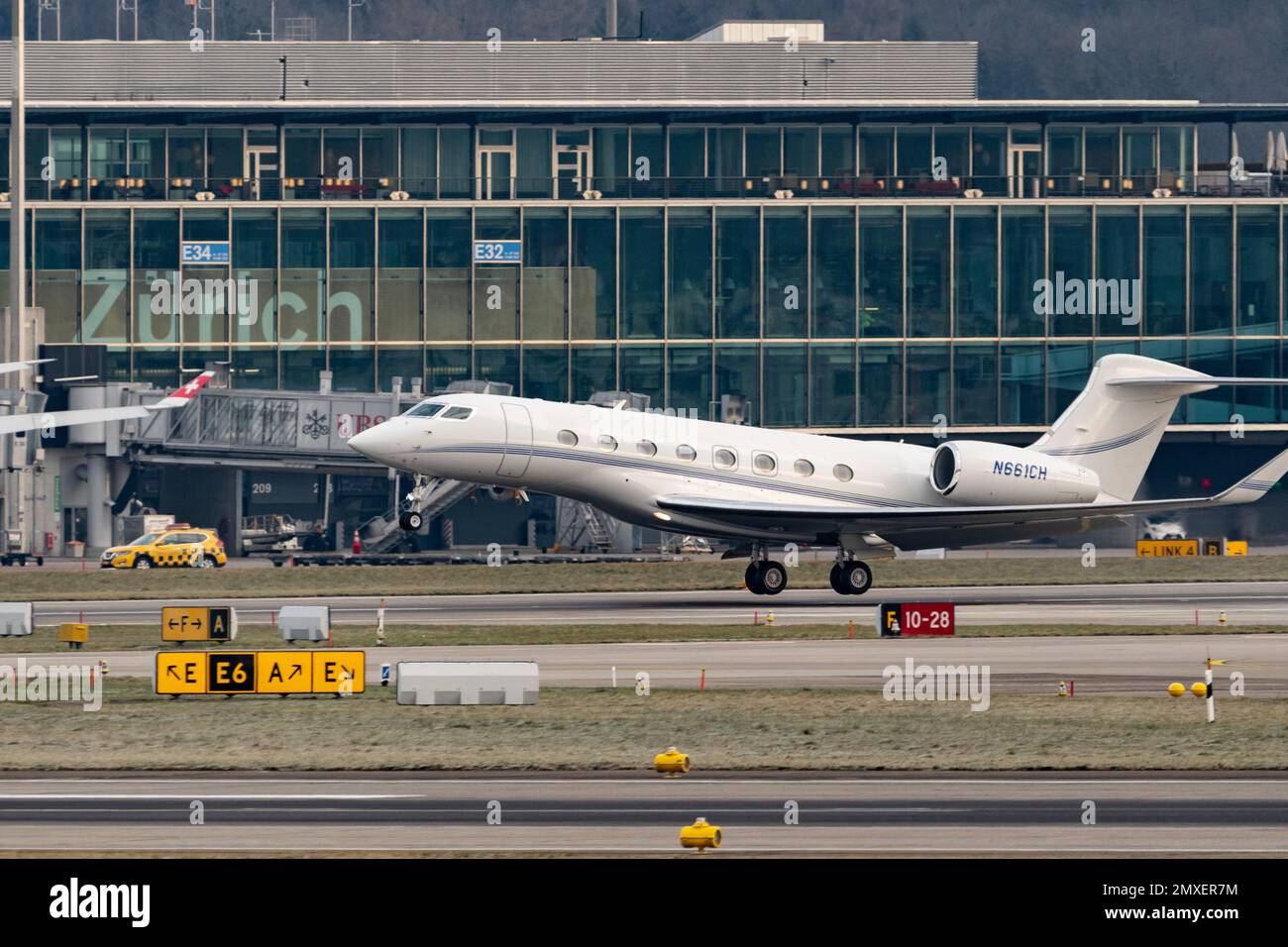 Zurich, Switzerland, January 20, 2023 Gulfstream G650-ER taking off ...