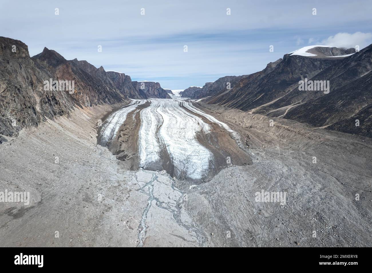 The tongue of Tupermit Glacier in Akshayuk Pass. Auyuittuq National ...