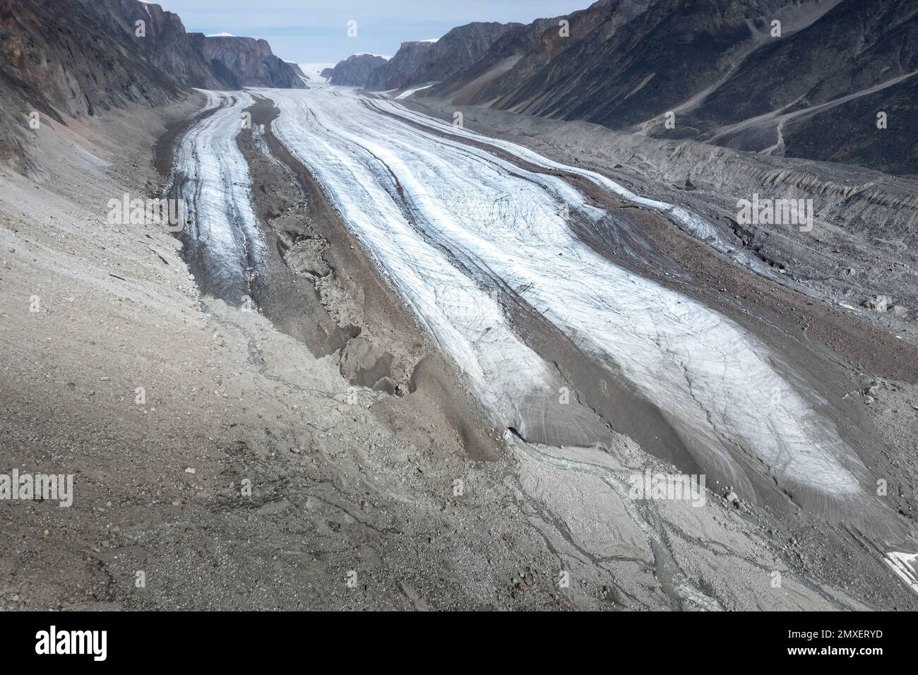 The tongue of Tupermit Glacier in Akshayuk Pass. Auyuittuq National ...