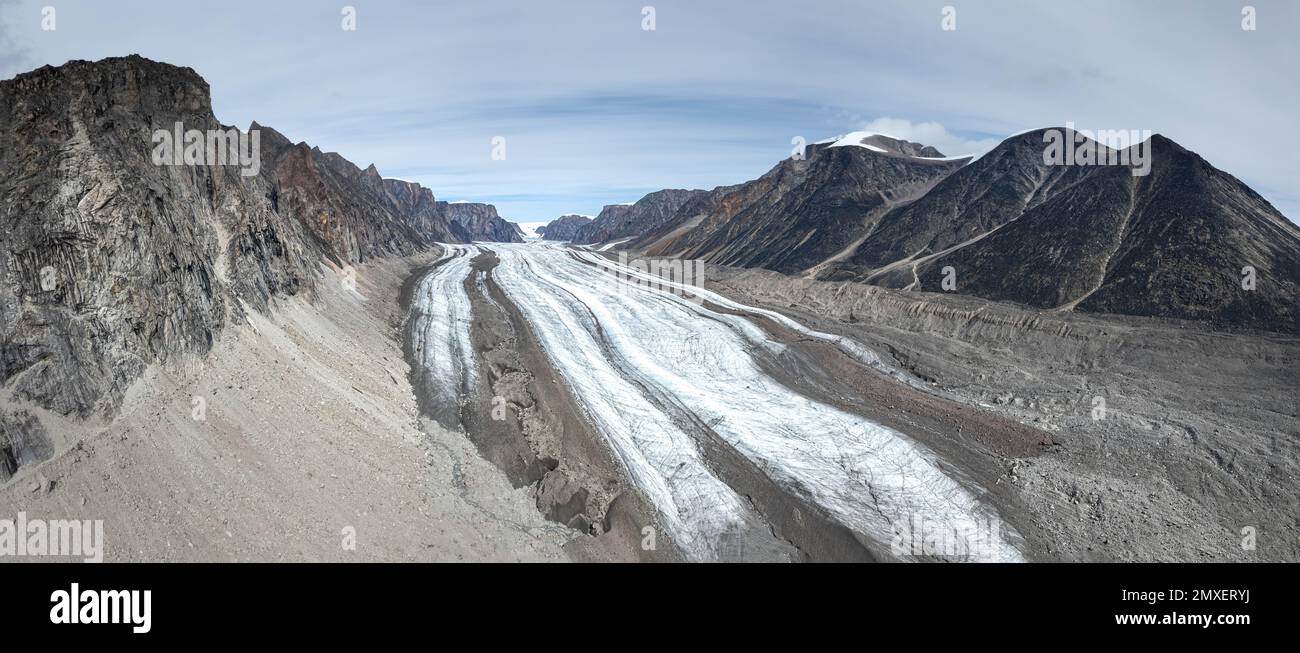 The tongue of Tupermit Glacier in Akshayuk Pass. Auyuittuq National ...