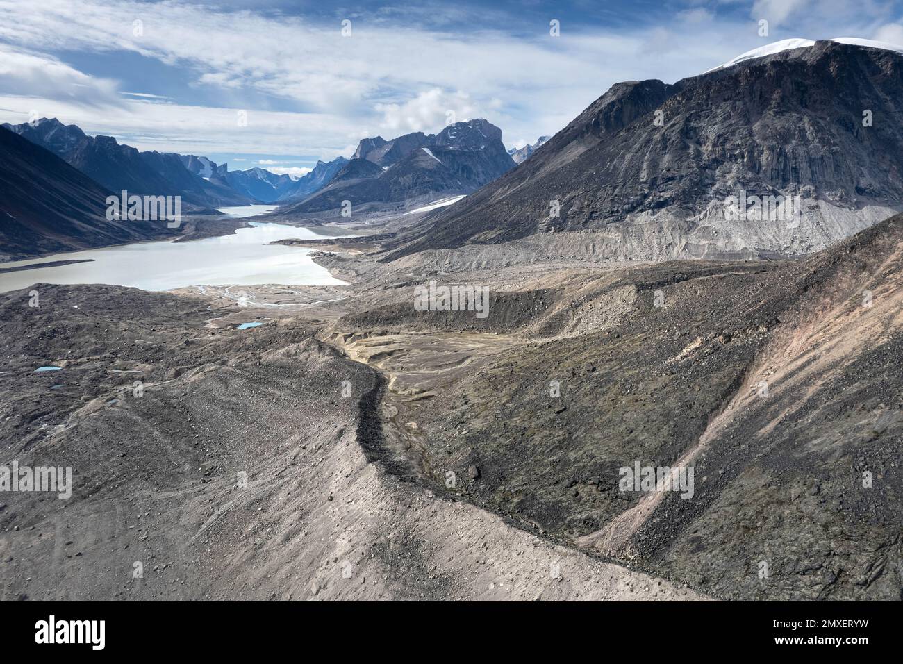 The tongue of Tupermit Glacier in Akshayuk Pass. Auyuittuq National ...