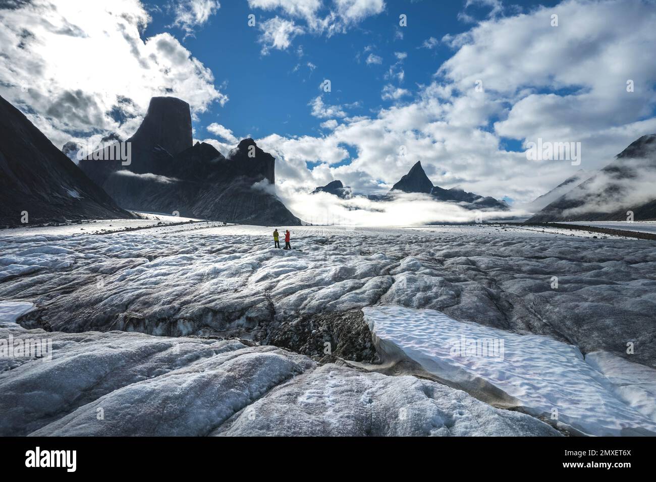 The tongue of Tupermit Glacier in Akshayuk Pass. Auyuittuq National ...