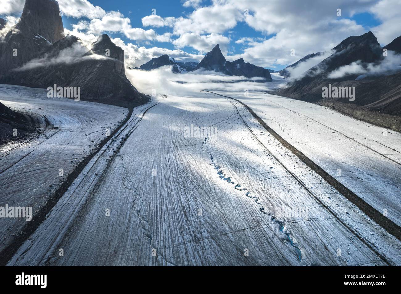 The tongue of Tupermit Glacier in Akshayuk Pass. Auyuittuq National ...