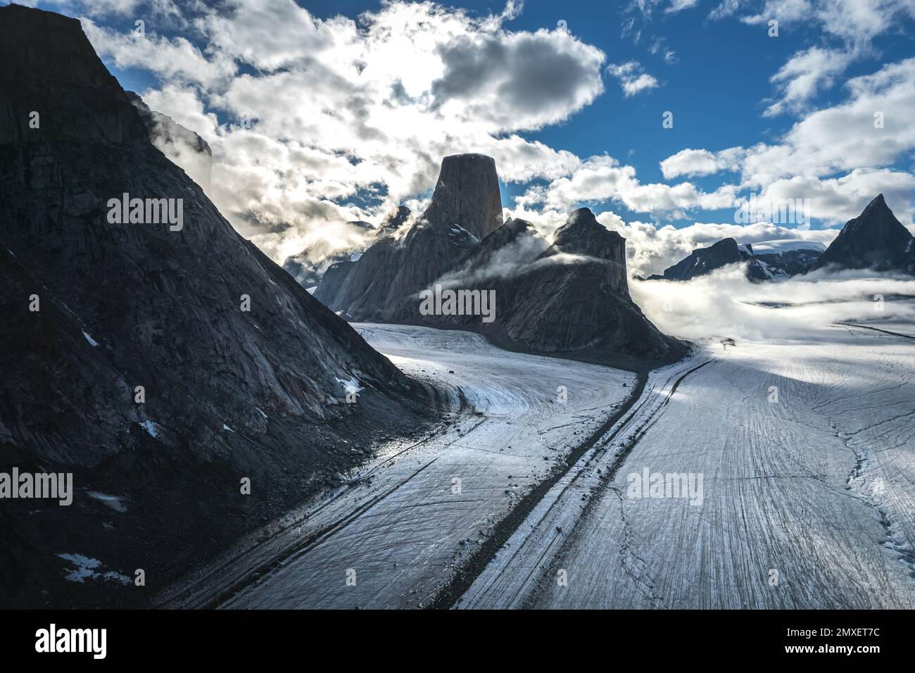 The tongue of Tupermit Glacier in Akshayuk Pass. Auyuittuq National ...