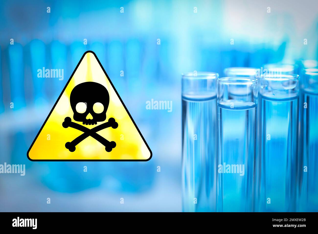 Poison sign and test tubes in laboratory, closeup Stock Photo - Alamy