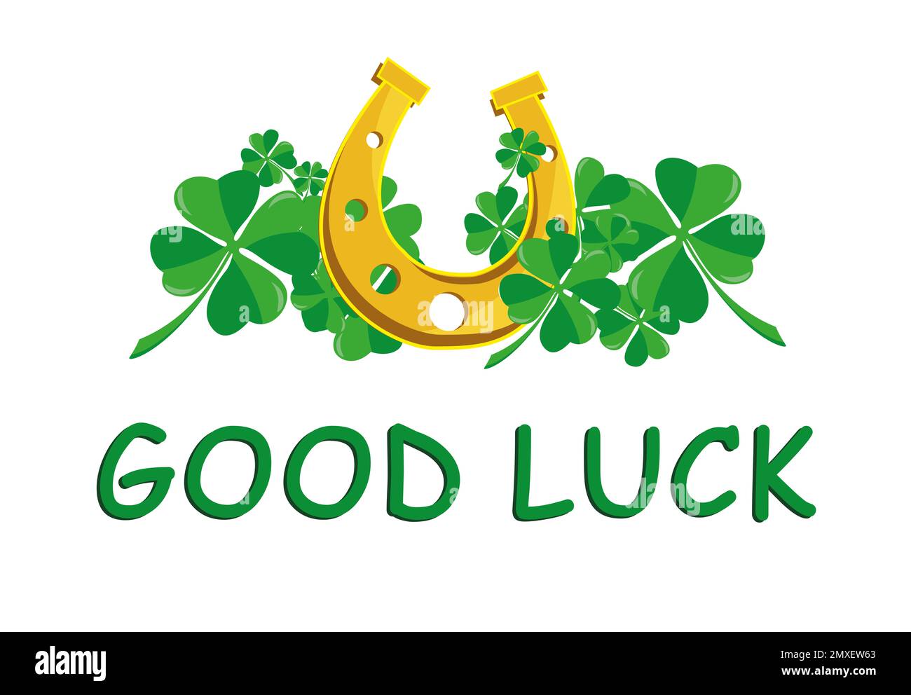 Good luck wish. Creative card with text and illustrations Stock Photo ...