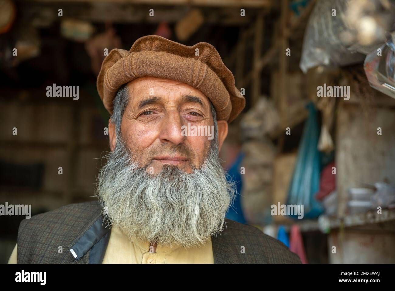 A Kohistani herbs seller with pakhol hat in Boyun village, Swat Valley ...