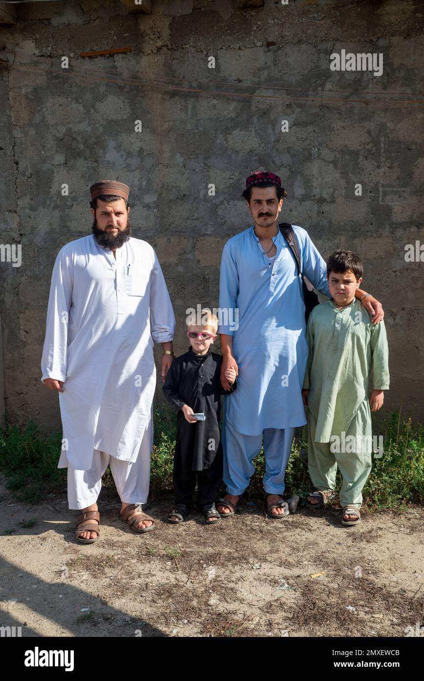 Photo of a Kohistani family with an albino young boy, Boyun village ...