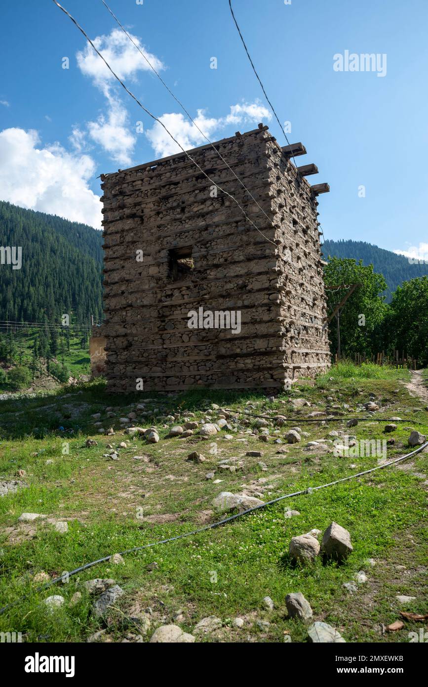 Kohistan traditional tower, Boyun village, Swat Valley, Pakistan Stock ...