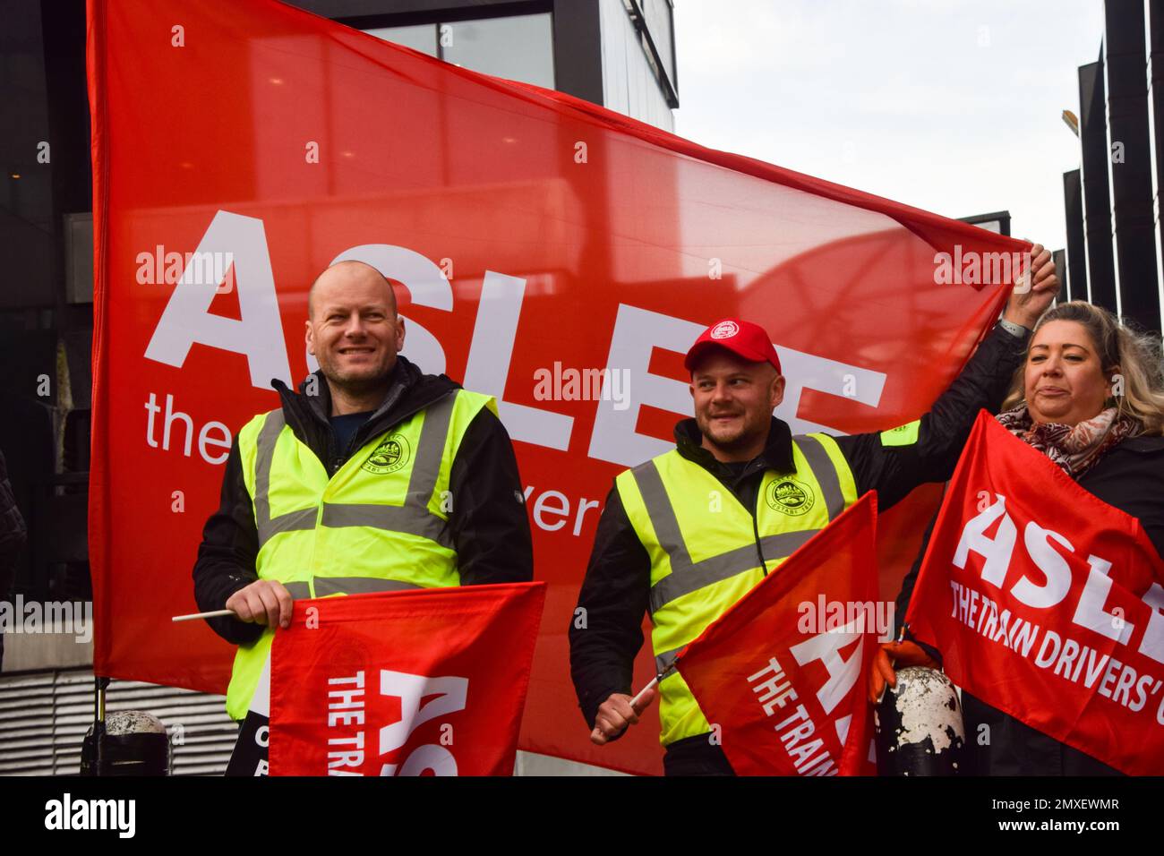 London, UK. 3rd February 2023. ASLEF picket outside Euston Station as ...