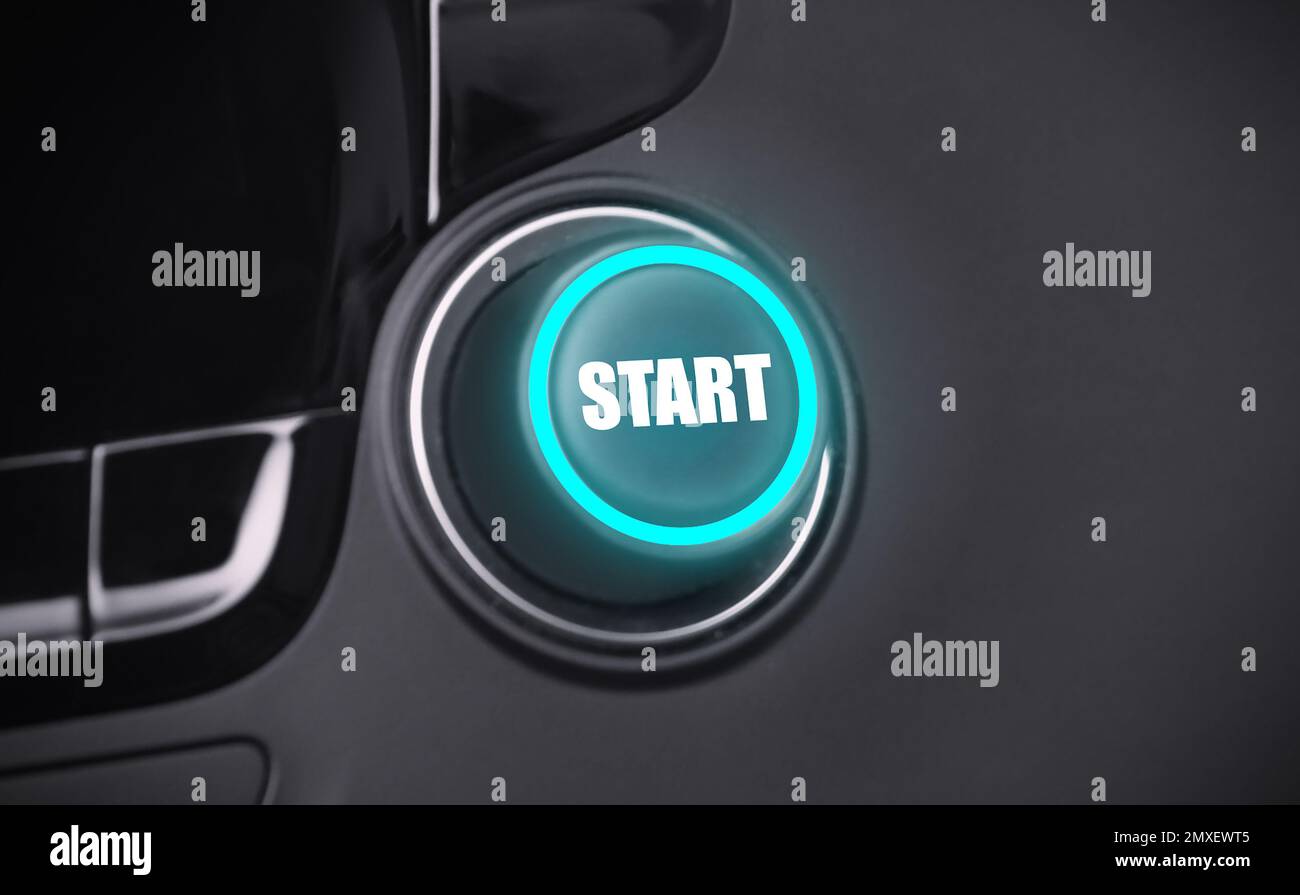 Start button on dashboard in car, closeup Stock Photo - Alamy