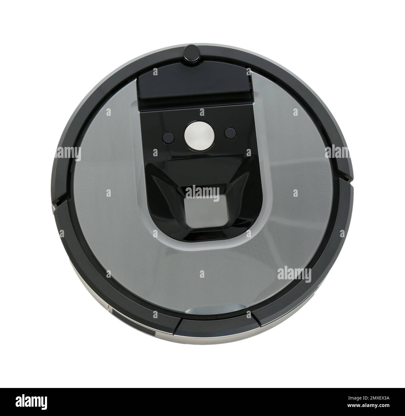 Modern robotic vacuum cleaner isolated on white, top view Stock Photo ...
