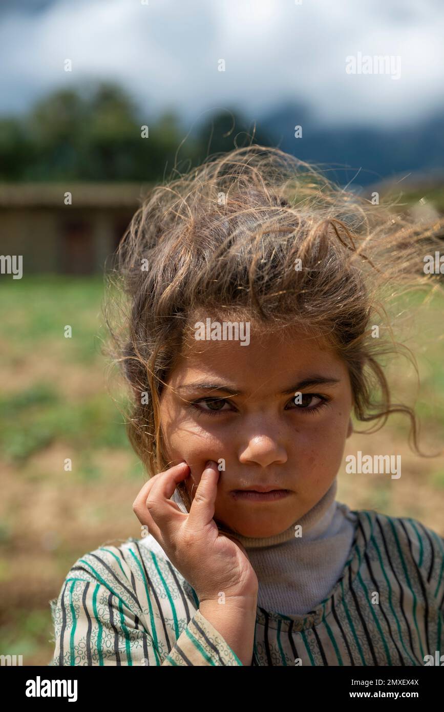 Portrait of a young Kohistan girl, Boyun village, Swat Valley, Pakistan ...