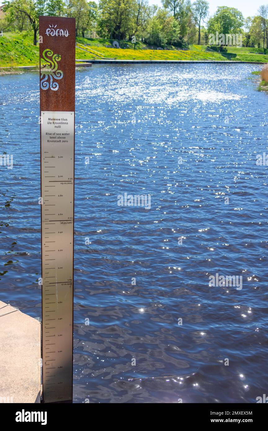Scale for rise of the sea water level above Kronstadt zero, Pärnu ...