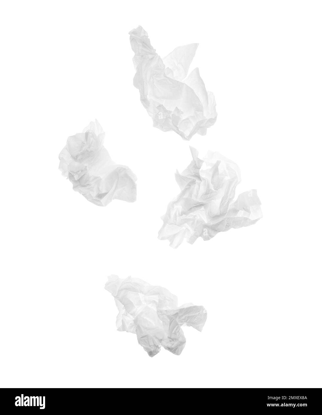Used crumpled paper tissues isolated on white, top view Stock Photo - Alamy