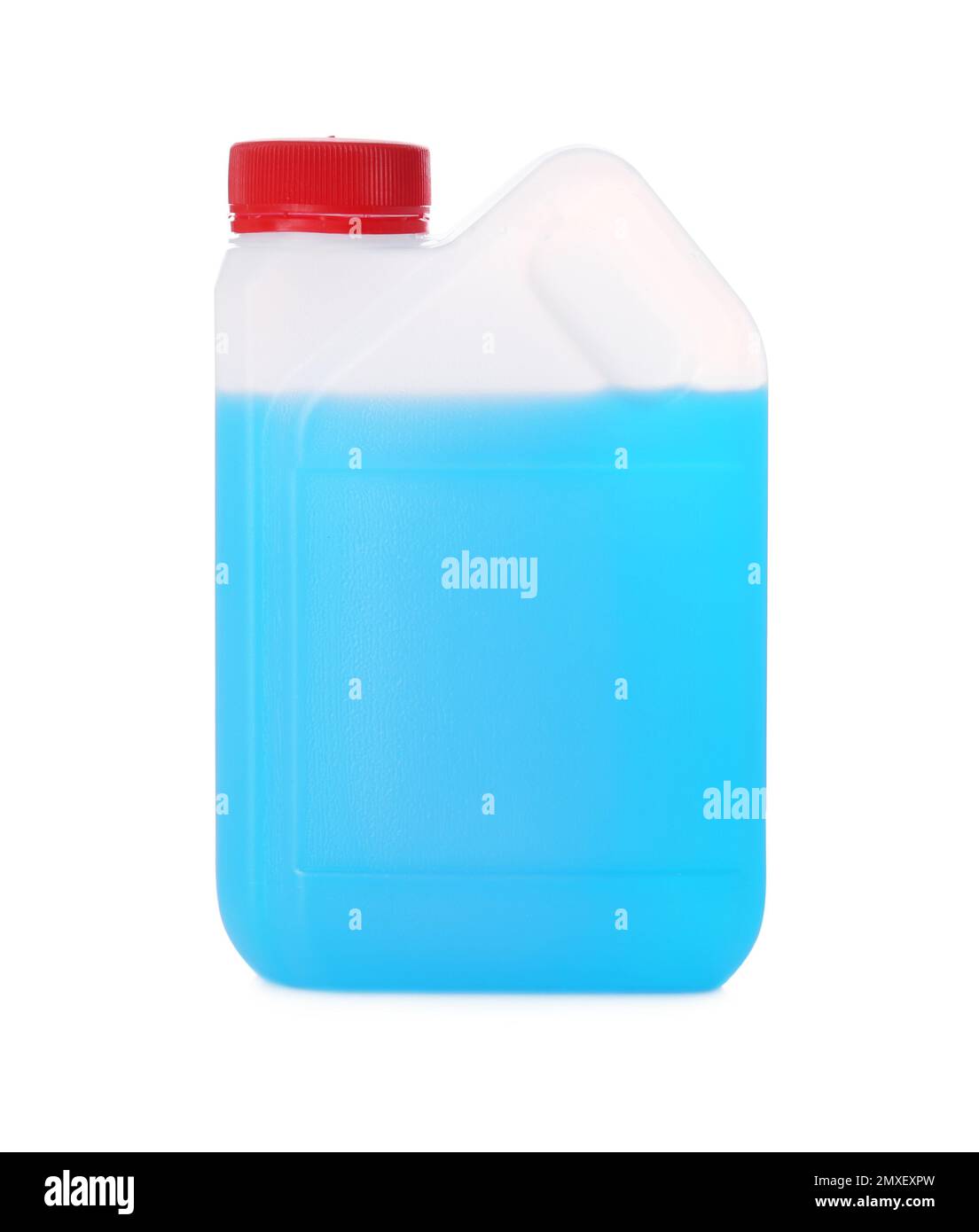 Canister with blue liquid isolated on white Stock Photo - Alamy