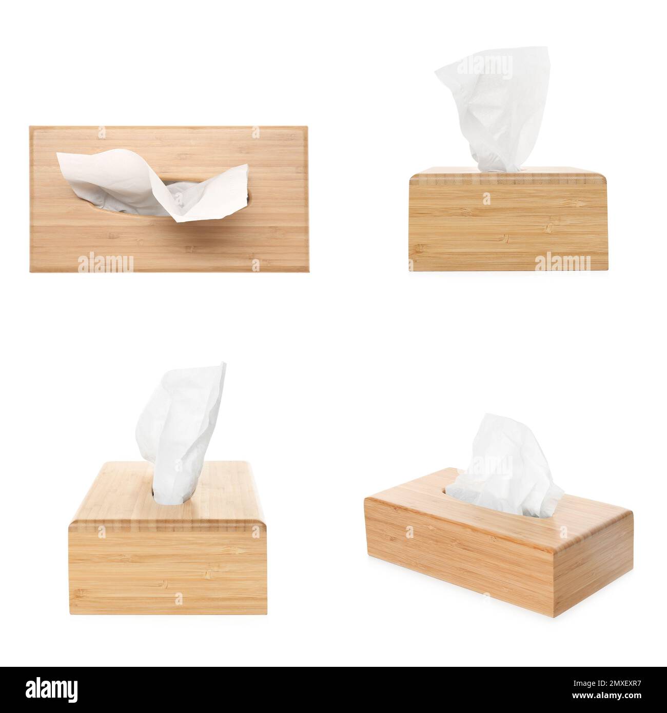Set with paper tissues on white background Stock Photo - Alamy