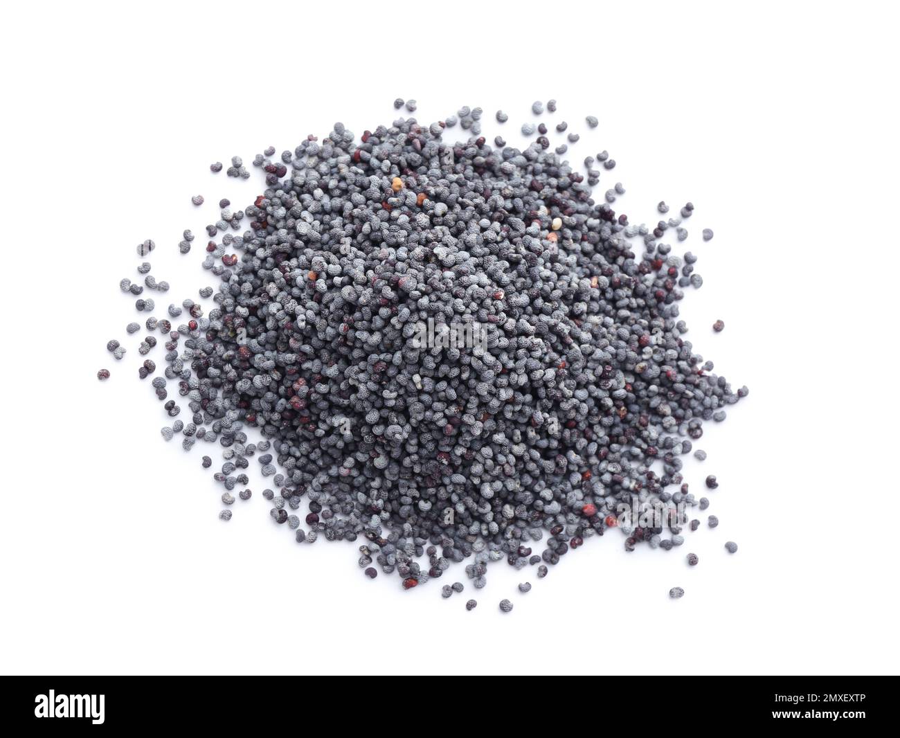 Pile of dry poppy seeds isolated on white, top view Stock Photo - Alamy