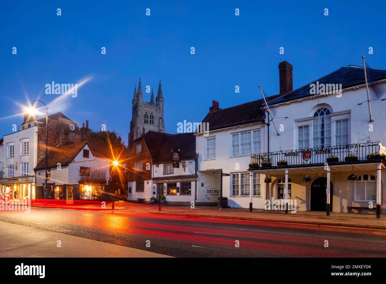 England, Kent, Tenterden, The High Street and St.Mildred's Church ...