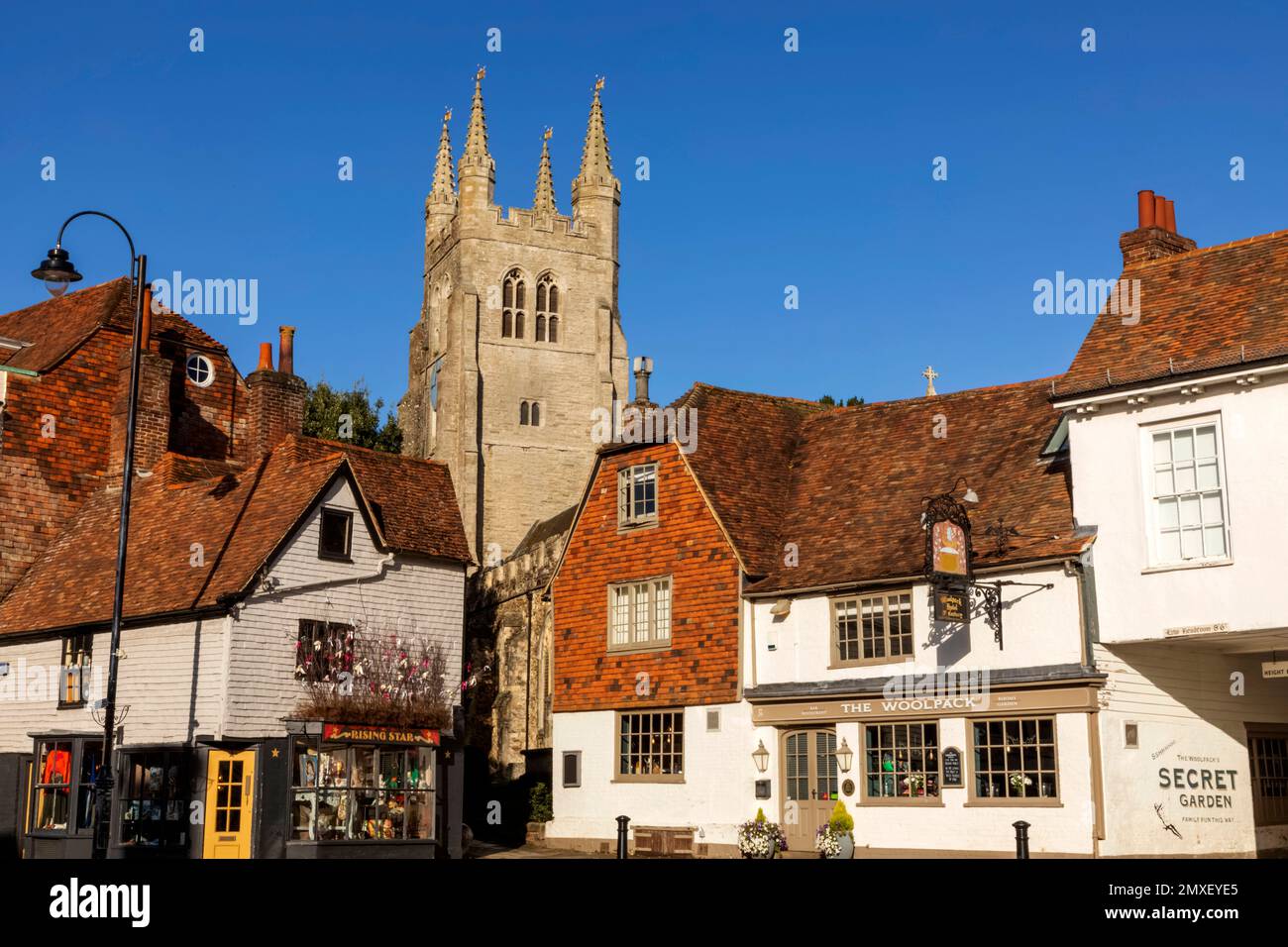 England, Kent, Tenterden, The High Street and St.Mildred's Church ...