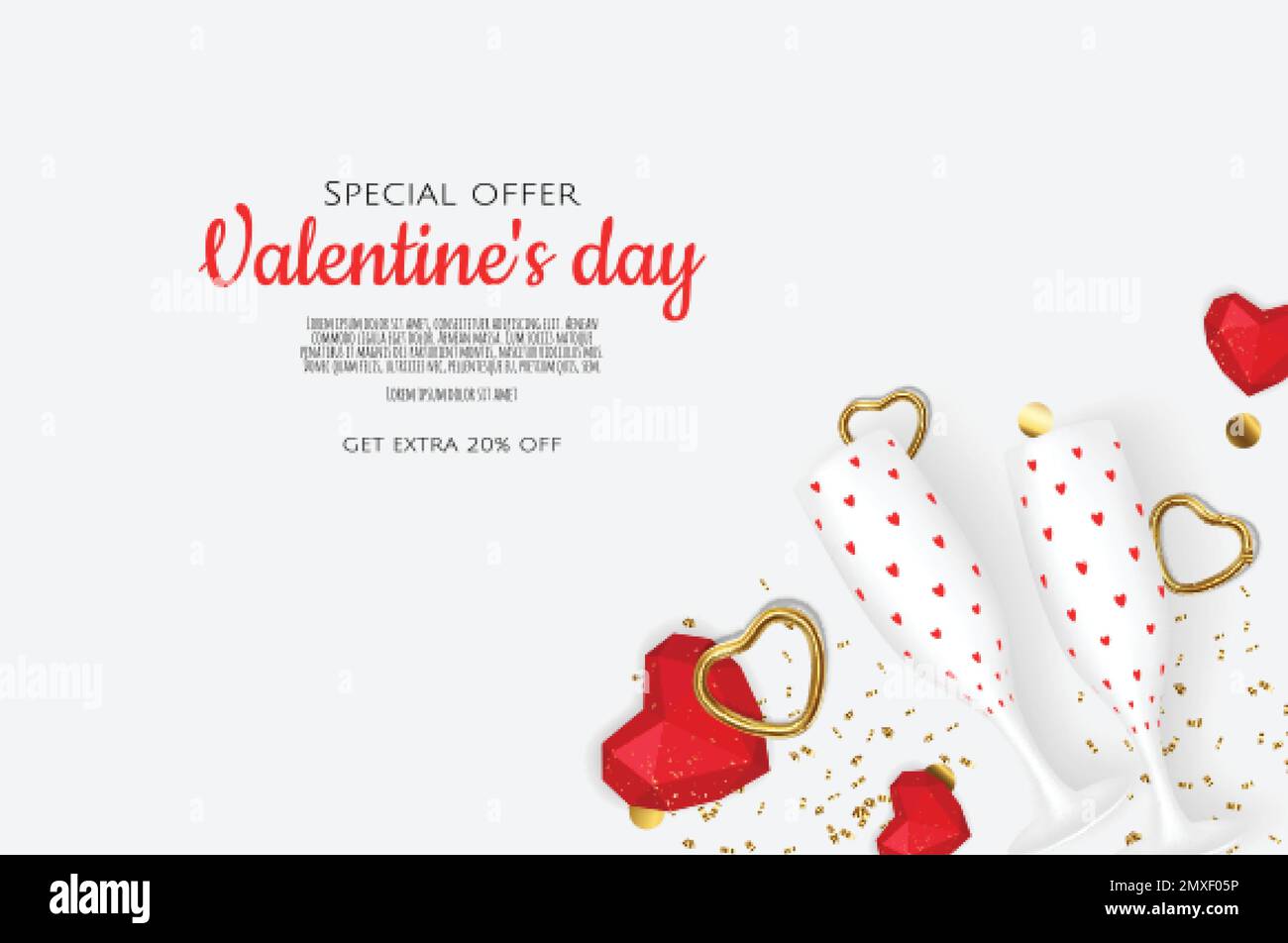 Valentines day postcard. February 14 holiday. Website banner with ...