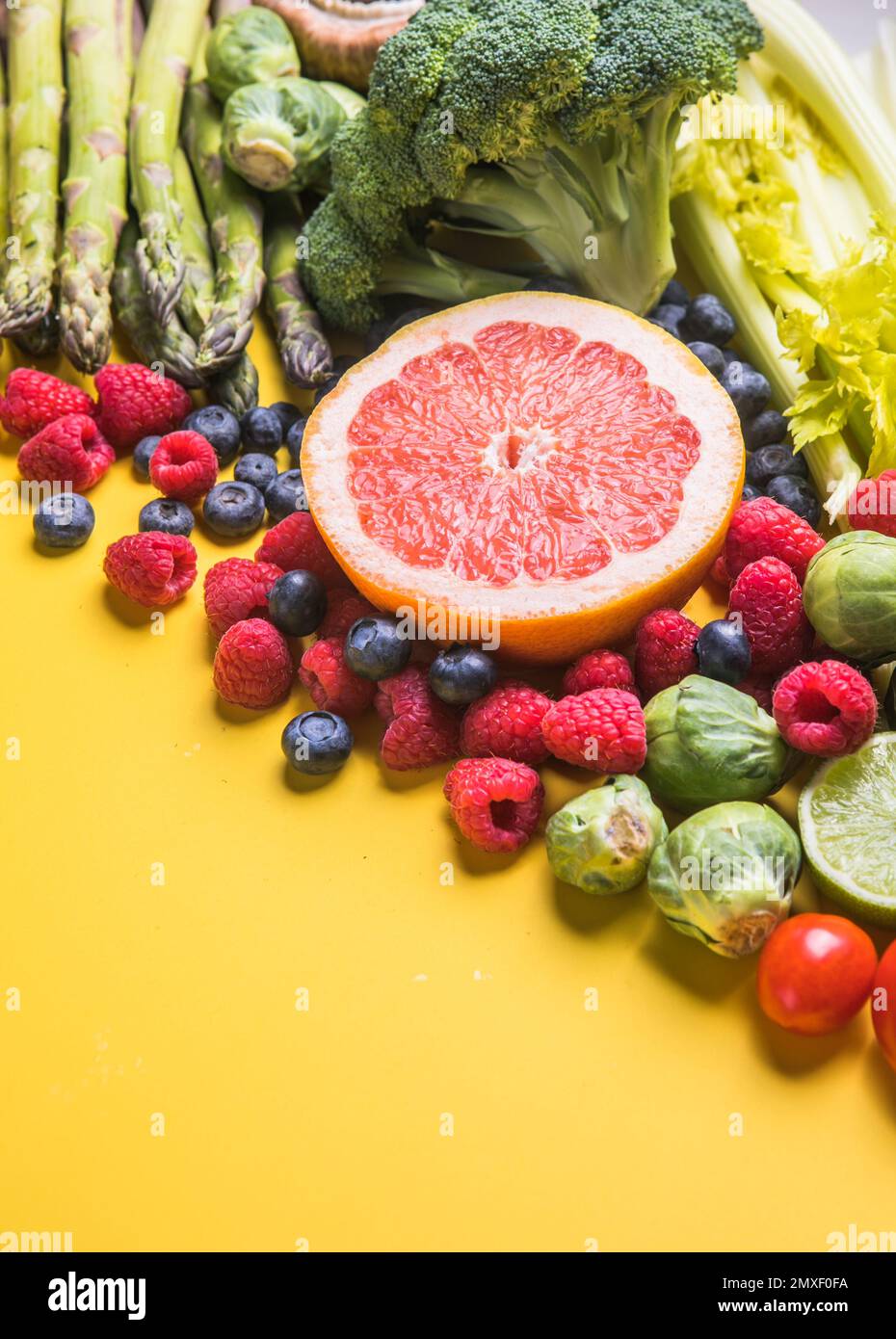 Selection of healthy food against the backdrop. The concept of detox ...