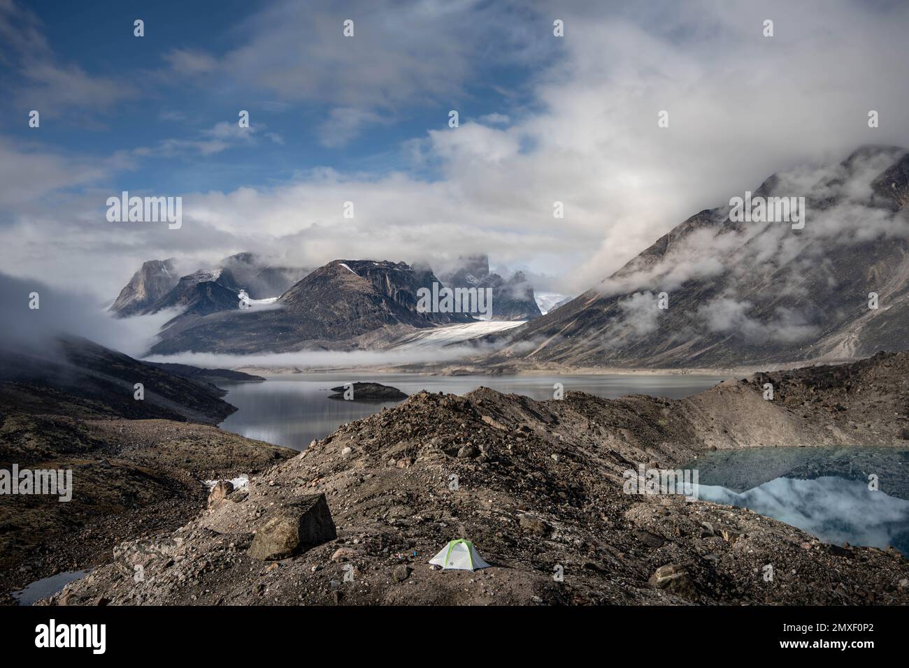 The tongue of Tupermit Glacier in Akshayuk Pass. Auyuittuq National ...