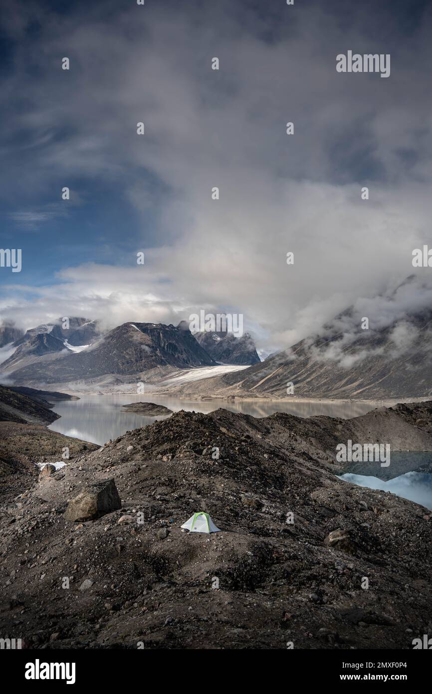 The tongue of Tupermit Glacier in Akshayuk Pass. Auyuittuq National ...